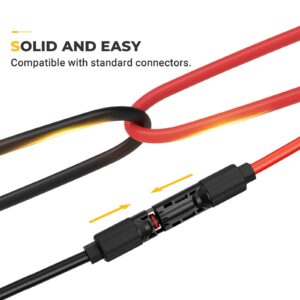 BougeRV 10 Feet 8AWG Solar Extension Cable with Female and Male Connector with Extra Free Pair of Connectors Solar Panel Adaptor Kit Tool (10FT Red + 10FT Black)