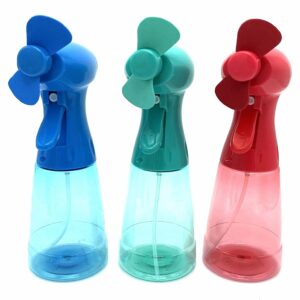 ATBOTP Water Misting Fan Handheld Outdoor Portable Spray Fans Battery Operated - Set of 3 (Blue/Green/Red)