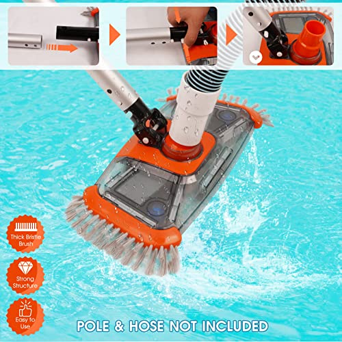 MrHumble Pool Vacuum Head with Side Brush & Universal Rotatable Hose Adapter,Weighted Rectangle Pool Vacuum(Safe for Vinyl Liner Pool),Swimming Pool Vacuum Brush for Inground & Above Ground Pools