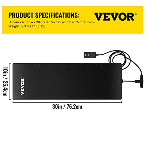 VEVOR 30 0in, 10in x 30in 120V Walkway, PVC Heated Ice Power Cord, Ideal Winter Outdoor Slip-Proof Snow Mat, 2'' per Hour Melting Speed, Black