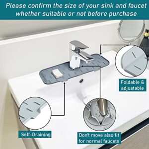 DTHOME3 Silicone Faucet Handle Drip Catcher Tray Stop Water Pooling Up Behind Sink, Kitchen Faucet Sink Splash Guard, Sink Draining Mat Behind Faucet, Drip Protector Splash Drying Countertop(Grey)