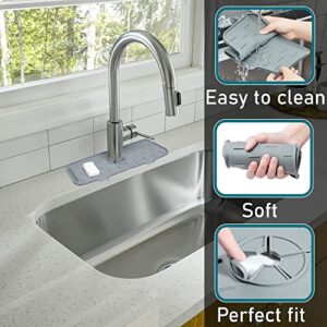 DTHOME3 Silicone Faucet Handle Drip Catcher Tray Stop Water Pooling Up Behind Sink, Kitchen Faucet Sink Splash Guard, Sink Draining Mat Behind Faucet, Drip Protector Splash Drying Countertop(Grey)