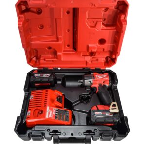 Milwaukee M18 18V Fuel 3/8" Mid-Torque Impact Wrench Kit Cordless Lithium-Ion Brushless 2960-22 with (2) 5Ah XC Batteries, Charger & Carrying Tool Case