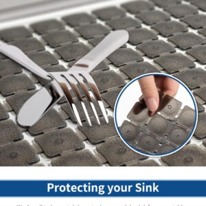 Bligli Sink Mat for Stainless Steel/Ceramic Sinks, 2 Pack 15.7x11.8 inches PVC Sink Protectors for Bottom of Kitchen Sink, Dishes and Glassware drain Mats, Durable and Fast Draining (Clear Grey)