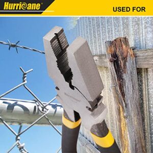 HURRICANE Fence Pliers Tool 10 Inch High-Leverage Wire Fence Pliers, Multi-purpose Fencing Wire Pliers, Side Cutter With 3 Wire Shears, Wire Pliers, Comfortable Handle Grip