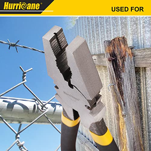 HURRICANE Fence Pliers Tool 10 Inch High-Leverage Wire Fence Pliers, Multi-purpose Fencing Wire Pliers, Side Cutter With 3 Wire Shears, Wire Pliers, Comfortable Handle Grip