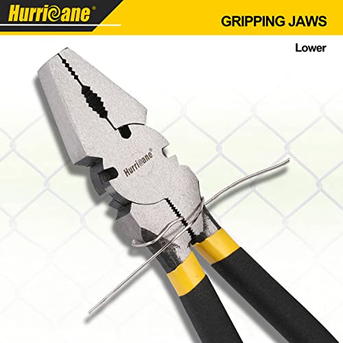 HURRICANE Fence Pliers Tool 10 Inch High-Leverage Wire Fence Pliers, Multi-purpose Fencing Wire Pliers, Side Cutter With 3 Wire Shears, Wire Pliers, Comfortable Handle Grip