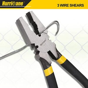 HURRICANE Fence Pliers Tool 10 Inch High-Leverage Wire Fence Pliers, Multi-purpose Fencing Wire Pliers, Side Cutter With 3 Wire Shears, Wire Pliers, Comfortable Handle Grip