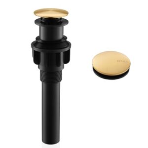 kenes bathroom vessel sink pop up drain without overflow assembly, lavatory vanity sink drain stopper, anti-clogging drain strainer, brushed gold, ke-p300a-4