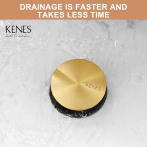 KENES Bathroom Vessel Sink Pop Up Drain Without Overflow Assembly, Lavatory Vanity Sink Drain Stopper, Anti-Clogging Drain Strainer, Brushed Gold, KE-P300A-4