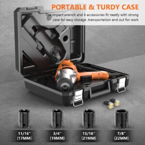 ENERTWIST 8.5A Electric Impact Wrench 1/2 Inch 450 N.M Max Torque Corded 4 Sockets Impact Wrench with Hog Ring Anvil