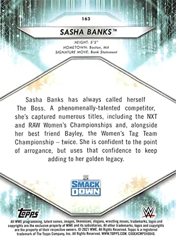 2021 Topps WWE #163 Sasha Banks Wrestling Trading Card