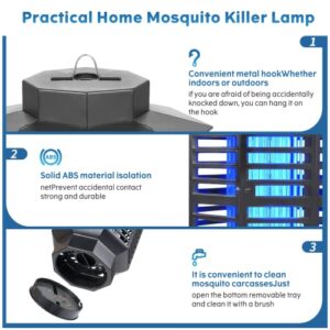 Bug Zapper Indoor Outdoor, Electric Mosquito Killer Fly Zappers Insect Trap Waterproof Mute Night Light with Rain Shield for Bedroom Patio Backyard Hotel