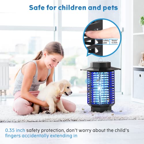 Bug Zapper Indoor Outdoor, Electric Mosquito Killer Fly Zappers Insect Trap Waterproof Mute Night Light with Rain Shield for Bedroom Patio Backyard Hotel