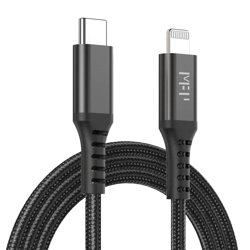 MFP USB C to Lightning Cable[Apple MFi Certified] 3.9ft,Nylon Braided Fast Charging iPhone Charger Cord Compatible with iPhone 14 13 12 11 Pro Max XR XS X 8 7 6 Plus SE and More(Black)