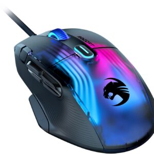 ROCCAT Kone XP PC Gaming Mouse with 3D AIMO RGB Lighting, 19K DPI Optical Sensor, 4D Krystal Scroll Wheel, Multi-Button Design, Wired Computer Mouse – Black