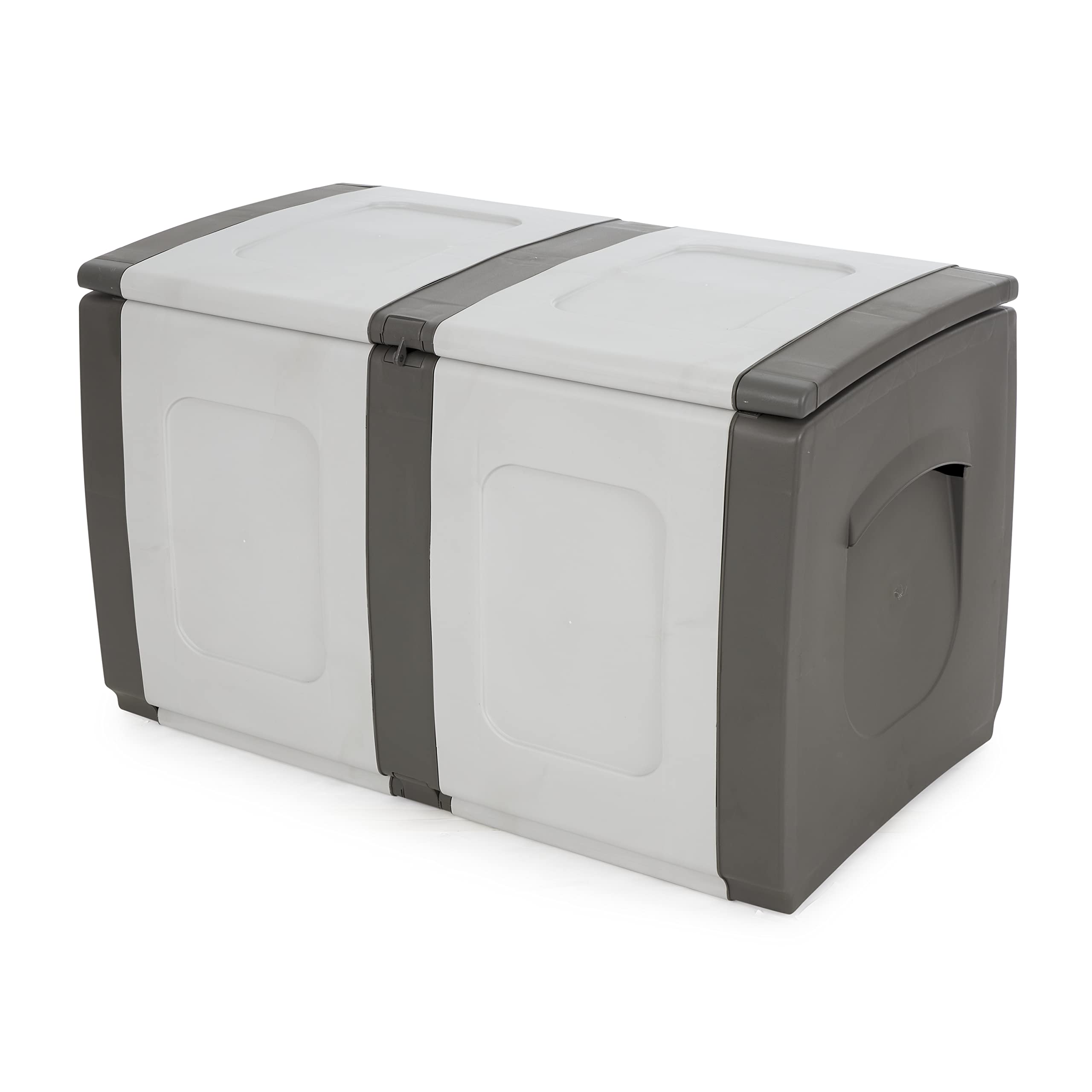 Homeplast Regular 52.83 Gallon Capacity Indoor Outdoor Heavy Duty Plastic Deck Box Storage Trunk for Pillows, Patio Cushions, and Firewood, Gray/Anthracite