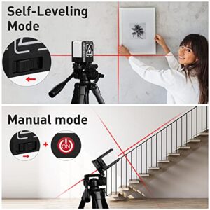 Laser Level 50 Feet, LEERCHUANG Self Leveling Laser Level for Picture Hanging, Red Lazer Leveler Tool with 360° Magnetic Base, Vertical Horizontal Cross-Line Laser Level – Pouch & Battery Included…