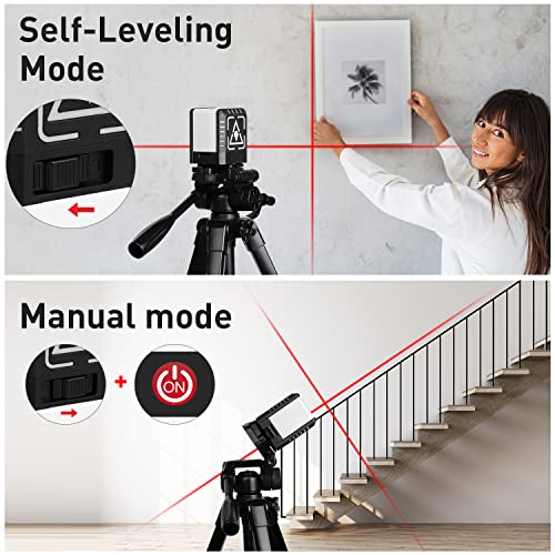 Laser Level 50 Feet, LEERCHUANG Self Leveling Laser Level for Picture Hanging, Red Lazer Leveler Tool with 360° Magnetic Base, Vertical Horizontal Cross-Line Laser Level – Pouch & Battery Included…