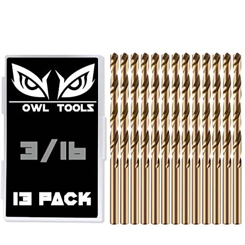 Owl Tools 3/16" Inch Cobalt Drill Bits - 13 Pack of M35 Cobalt Drill Bits with Storage Case - Perfect Drill Bits for Metal, Hardened & Stainless Steel, Cast Iron, and More!