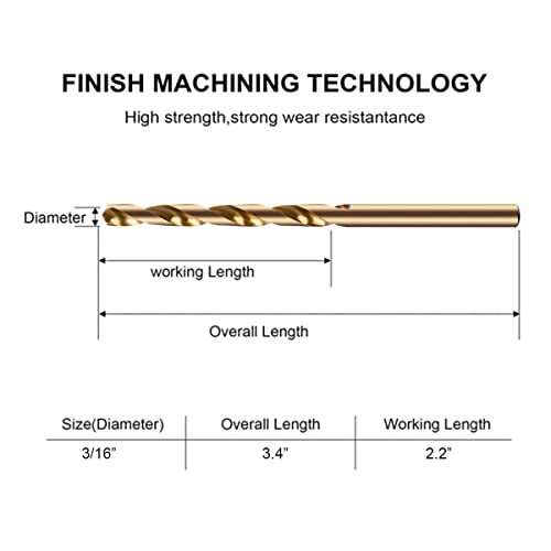 Owl Tools 3/16" Inch Cobalt Drill Bits - 13 Pack of M35 Cobalt Drill Bits with Storage Case - Perfect Drill Bits for Metal, Hardened & Stainless Steel, Cast Iron, and More!