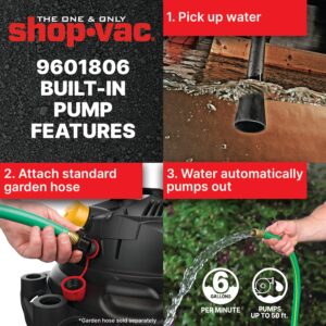 Shop-Vac 9601806 Industrial Wet Dry Pump Vac, 18 Gallon, 1.25 Inch Diameter x 8 Foot Hose, 130 CFM, (1 Pack)