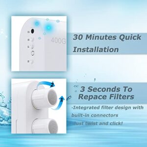 RYKIPO Water Filtration System Water Purifier, Under Sink Water Filter, 1.5:1 Drain Rate, 400GPD High Flow Reverse Osmosis Water Filter for Home and Kitchen