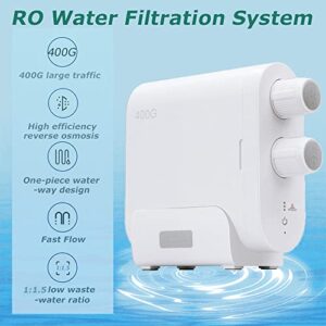 RYKIPO Water Filtration System Water Purifier, Under Sink Water Filter, 1.5:1 Drain Rate, 400GPD High Flow Reverse Osmosis Water Filter for Home and Kitchen