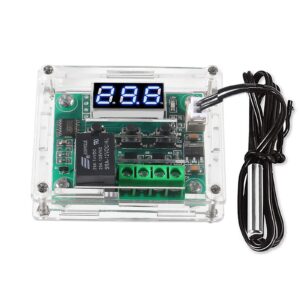 aediko w1209 dc 12v digital temperature controller board blue digital display thermostat -50-110°c electronic temperature temp control module switch with waterproof case (1-pack)