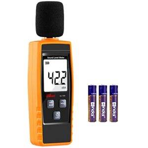 decibel meter, portable spl meter (sound pressure level meter), digital noise meter, range 30-130db(a) db meter, noise volume measuring instrument, sound monitoring tester (battery included) yellow