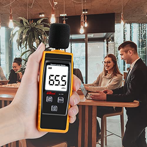 Decibel Meter, Portable SPL Meter (Sound Pressure Level Meter), Digital Noise Meter, Range 30-130dB(A) db Meter, Noise Volume Measuring Instrument, Sound Monitoring Tester (Battery Included) Yellow