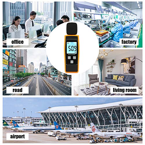 Decibel Meter, Portable SPL Meter (Sound Pressure Level Meter), Digital Noise Meter, Range 30-130dB(A) db Meter, Noise Volume Measuring Instrument, Sound Monitoring Tester (Battery Included) Yellow