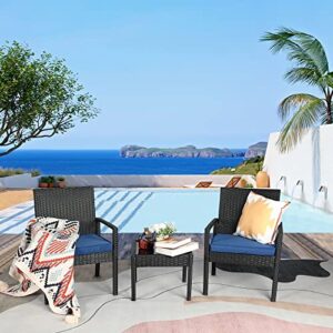 kawivast 3 pieces patio furniture set, front porch furniture, rattan wicker furniture, balcony furniture set, small patio furniture,outdoor patio furniture, bistro sets