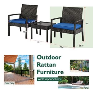 KAWIVAST 3 Pieces Patio Furniture Set, Front Porch Furniture, Rattan Wicker Furniture, Balcony Furniture Set, Small Patio Furniture,Outdoor Patio Furniture, Bistro Sets