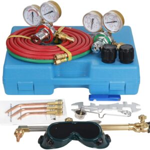 BBBuy Oxygen & Acetylene Gas Cutting Torch and Welding Kit Portable Oxy Brazing Welder Tool Set with Two Hose, Storage Case-Portable Cutting Torch Set Welder Tools