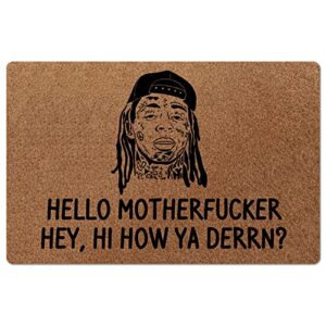 binhang indoor welcome mat, door mats indoor entrance hello motherfucker hey, hi how ya derrn faux coir easy to maintain environmentally friendly (23.6"x15.7")