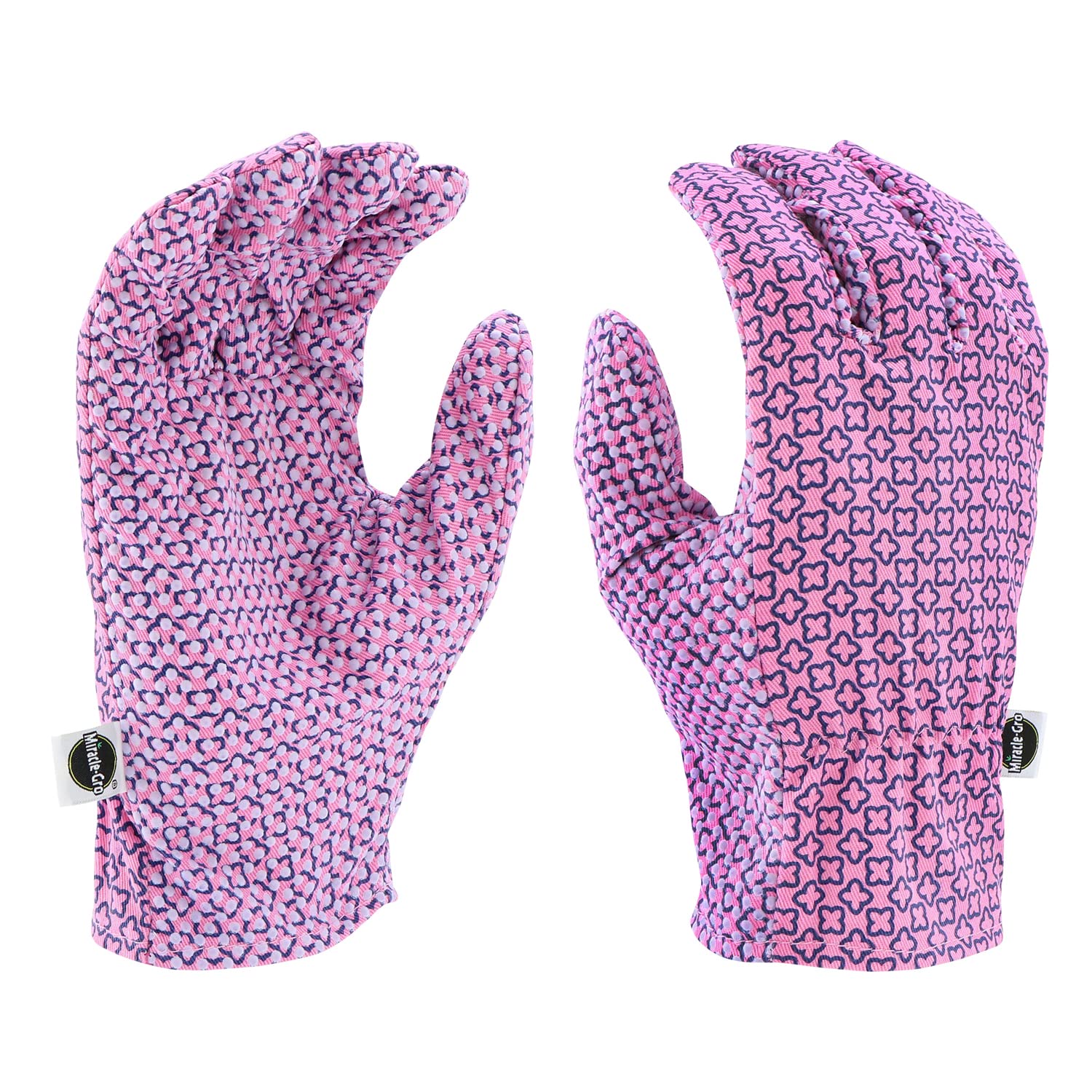 Miracle Gro Women's Canvas Back Dotted Palm Gardening Work Gloves, Breathable Backing, Strong Grip, Shirred Elastic Wrist, Purple/Pink, Medium, (M56111/WML)