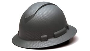 pyramex ridgeline full brim hard hat 4 point ratchet matte silver graphite pattern