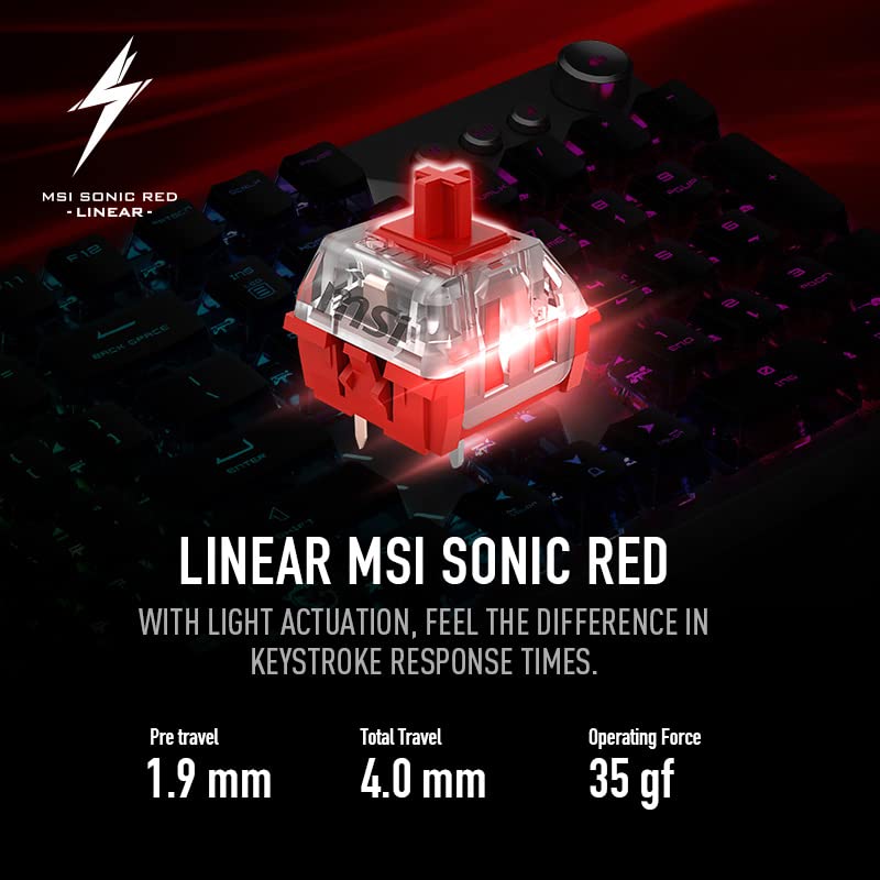 MSI Vigor GK71 Sonic US Mechanical RGB Gaming Keyboard Sonic Red Switches