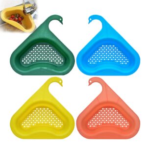 4 pack kitchen sink drain basket swan drain rack, multifunctional kitchen triangular sink filter swan drain basket for kitchen sink hangs on faucet fits all sink