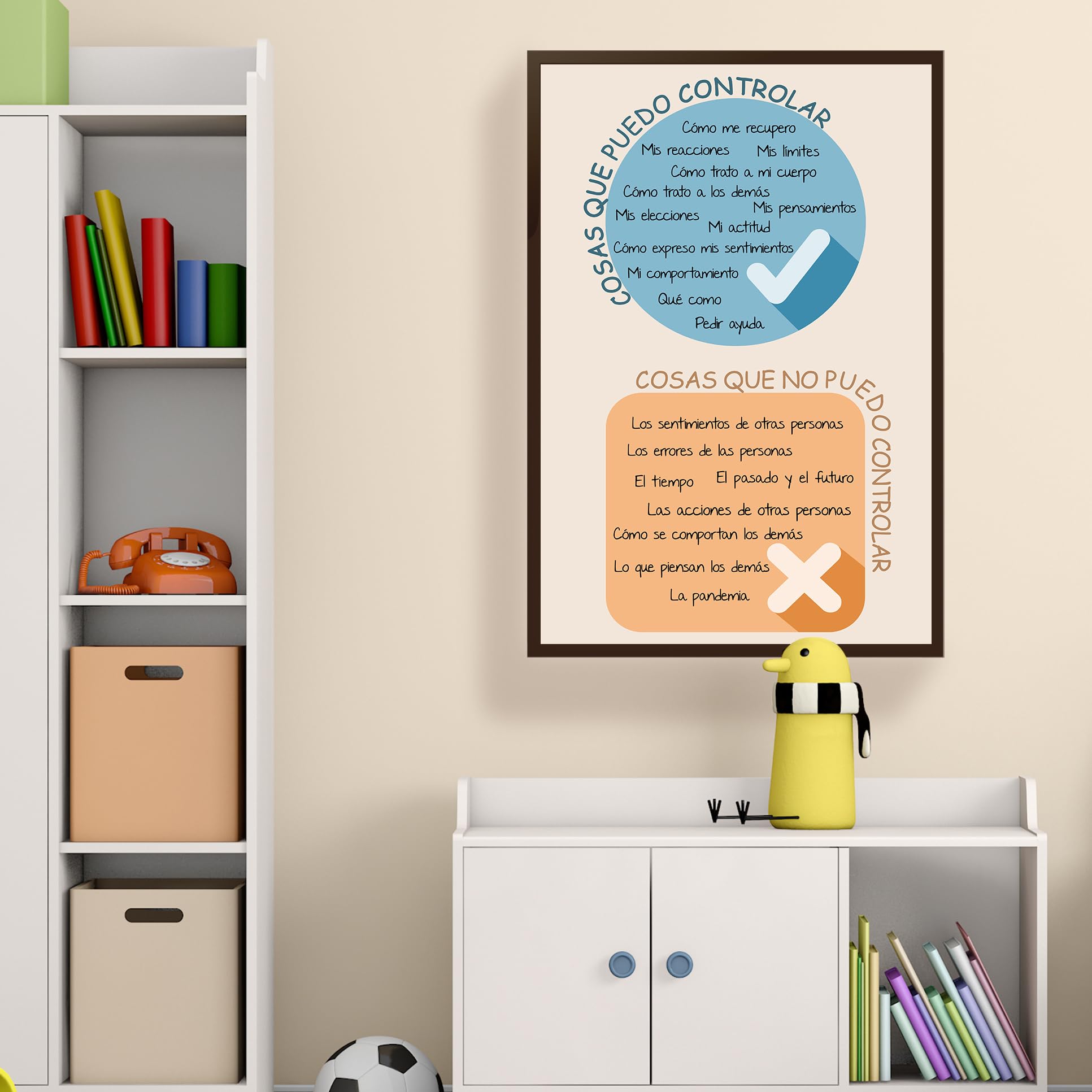 LOLUIS Mental Health Educational Poster, Therapy Counselor Office Classroom Wall Art Decor, Spanish Circle of Control Poster (Unframed 11"x17", Cosas Que Puedo Controlar)