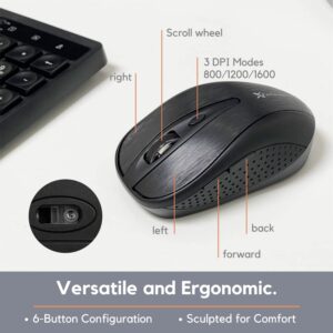 X9 2.4G Wireless Keyboard and Mouse Combo - 3 Basic Essentials for Office or Home - 105 Key Full Size Keyboard & Mouse with Mouse Pad - USB Cordless Keyboard for Laptop, Computer, PC & Chrome (Black)