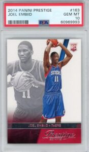 graded 2014-15 panini prestige joel embiid #163 rookie rc basketball card psa 10 gem mint