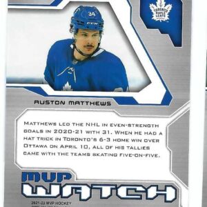 AUSTON MATTHEWS 2021-22 Upper Deck MVP 20th Anniversary #5 Card Toronto Maple Leafs Hockey