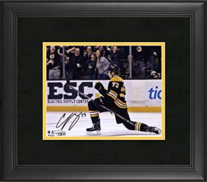 charlie mcavoy boston bruins framed autographed 8" x 10" goal celebration photograph - autographed nhl photos