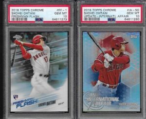 psa 10 topps all chrome shohei ohtani 2 card rookie lot graded psa gem mint 10 angles superstar mvp rare lot