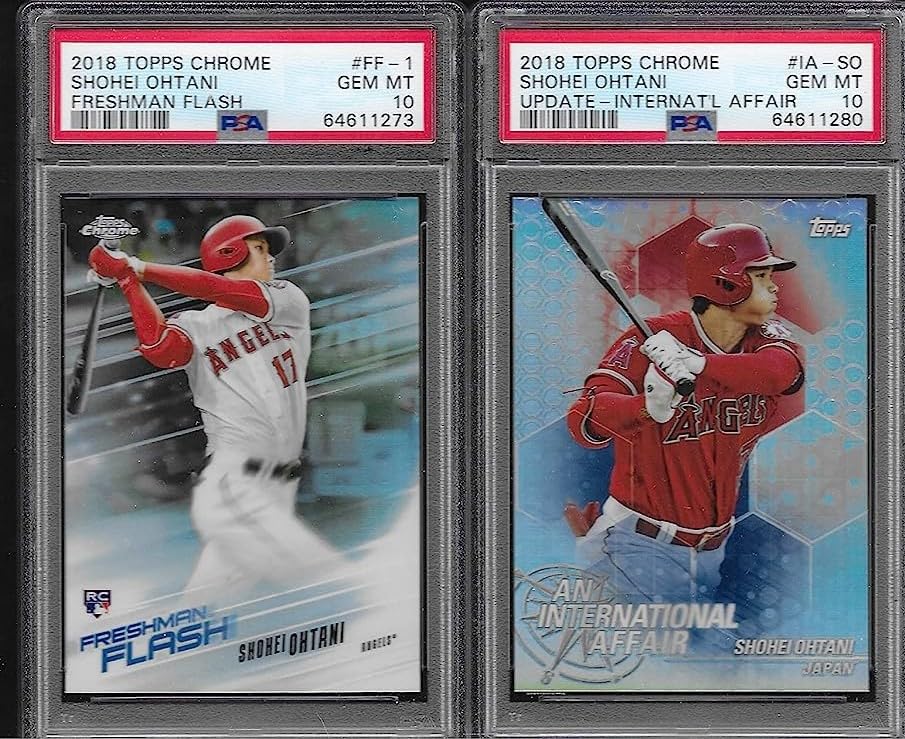 PSA 10 TOPPS ALL CHROME SHOHEI OHTANI 2 CARD ROOKIE LOT GRADED PSA GEM MINT 10 ANGLES SUPERSTAR MVP RARE LOT