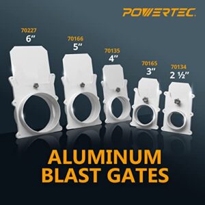 POWERTEC 70135V 4" Aluminum Blast Gate for Dust Collector, Dust Collection Fittings