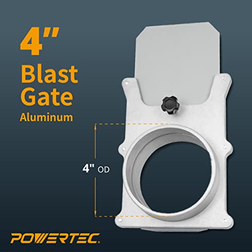 POWERTEC 70135V 4" Aluminum Blast Gate for Dust Collector, Dust Collection Fittings