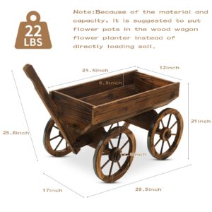 Notume Garden Wagon Decor with Wheels Rustic Flower Pot,Planters Wagon Indoor Outdoor Backyard Balcony Decor